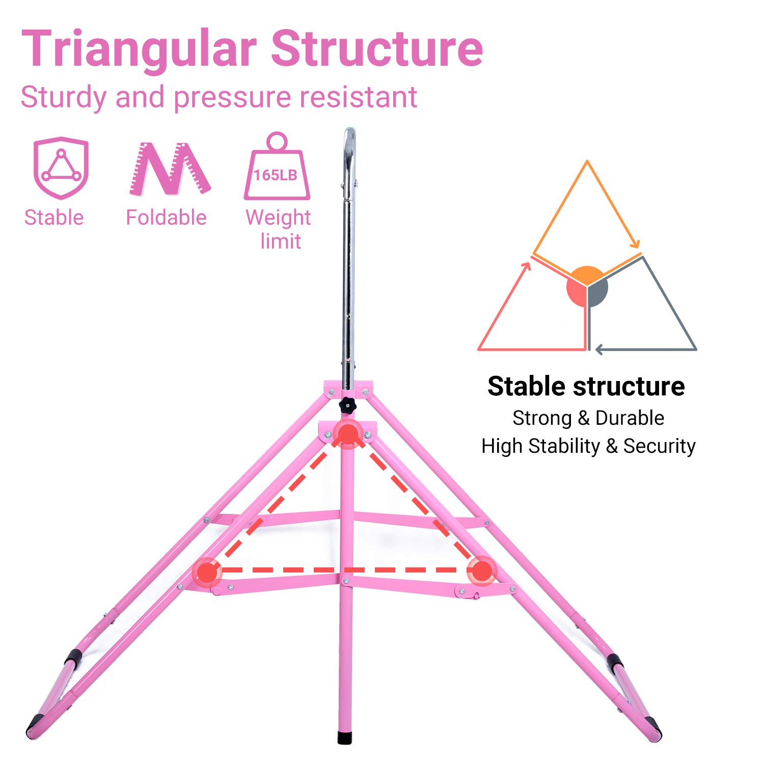 Gymbarpro Gymnastics Bars for Kids, Adjustable Horizontal Bar, Junior Training Bars Folding Monkey Bars for Beginner Practicing Home Kids Gymnastics Equipment for Home (Pink Upgrade)