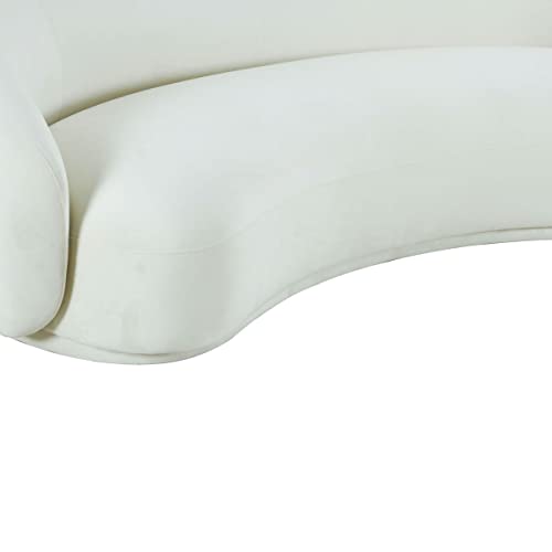TOV Furniture Kendall 28.4" H Modern Velvet Upholstered/Wood Sofa in Cream