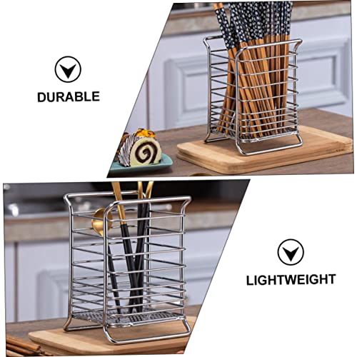 GARVALON 1pc Tableware Storage Cage Flatware Holder Kitchen Utensil Container Holder Cutlery Drainer Stainless Steel Cookware Kitchen Supply Metal and Fork Carbon Steel