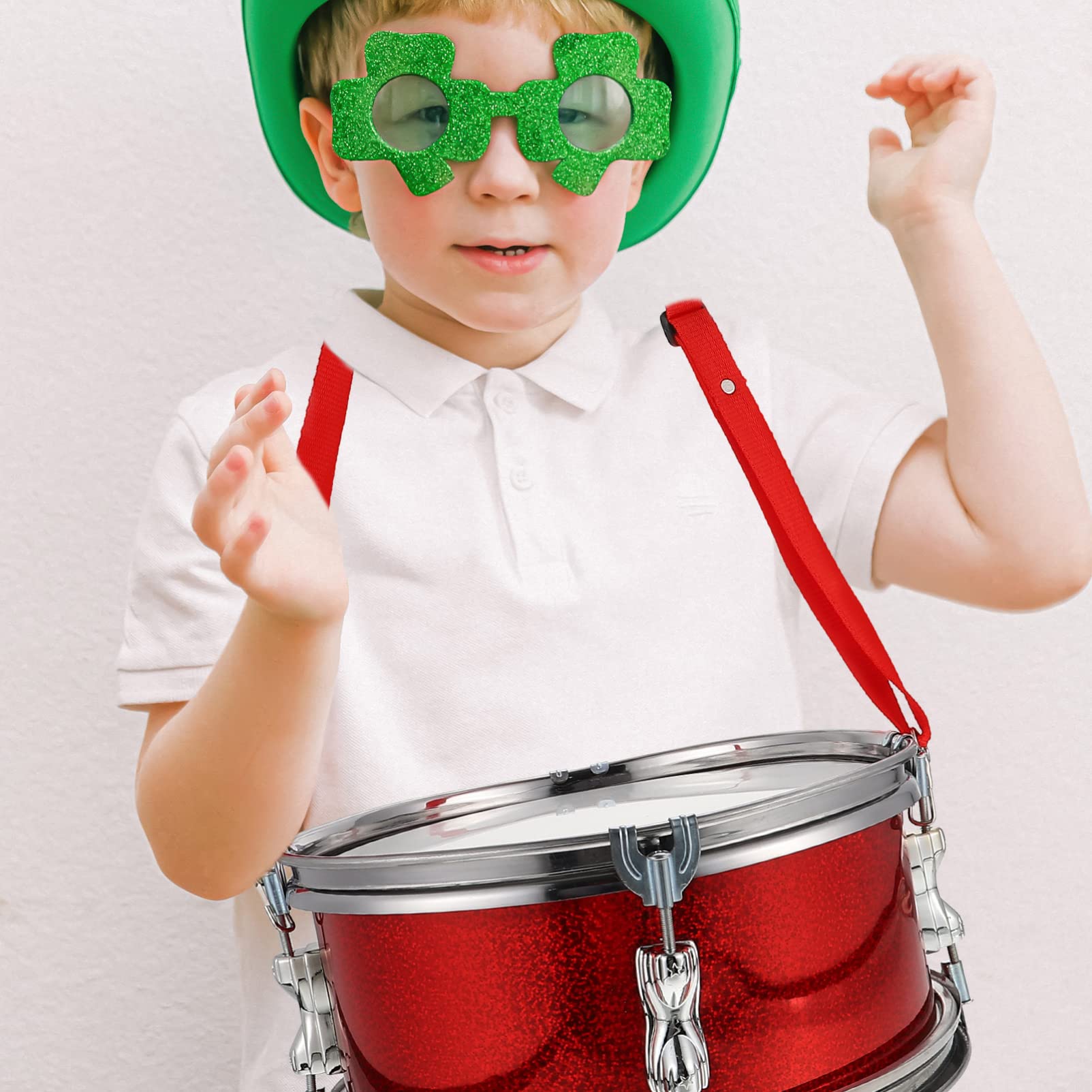 Generic Kid Hand Drum 11 Inch Marching Snare Drum Set Children Snare Drum Performance Drum with Adjustable Strap Wooden DrumSticks Gloves, Bright Red Wood Drum Toy Set