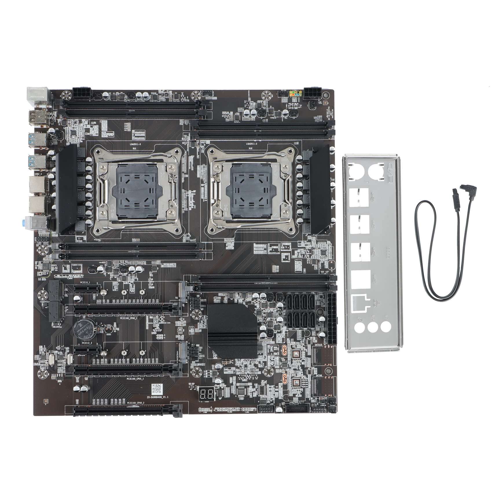 MAKIVI X99 Dual-Socket Motherboard Mining Motherboard LGA 2011-3 Dual CPU DDR4 Memory Slot PCI-E 16X SATA2.0 NVME M.2 Interface