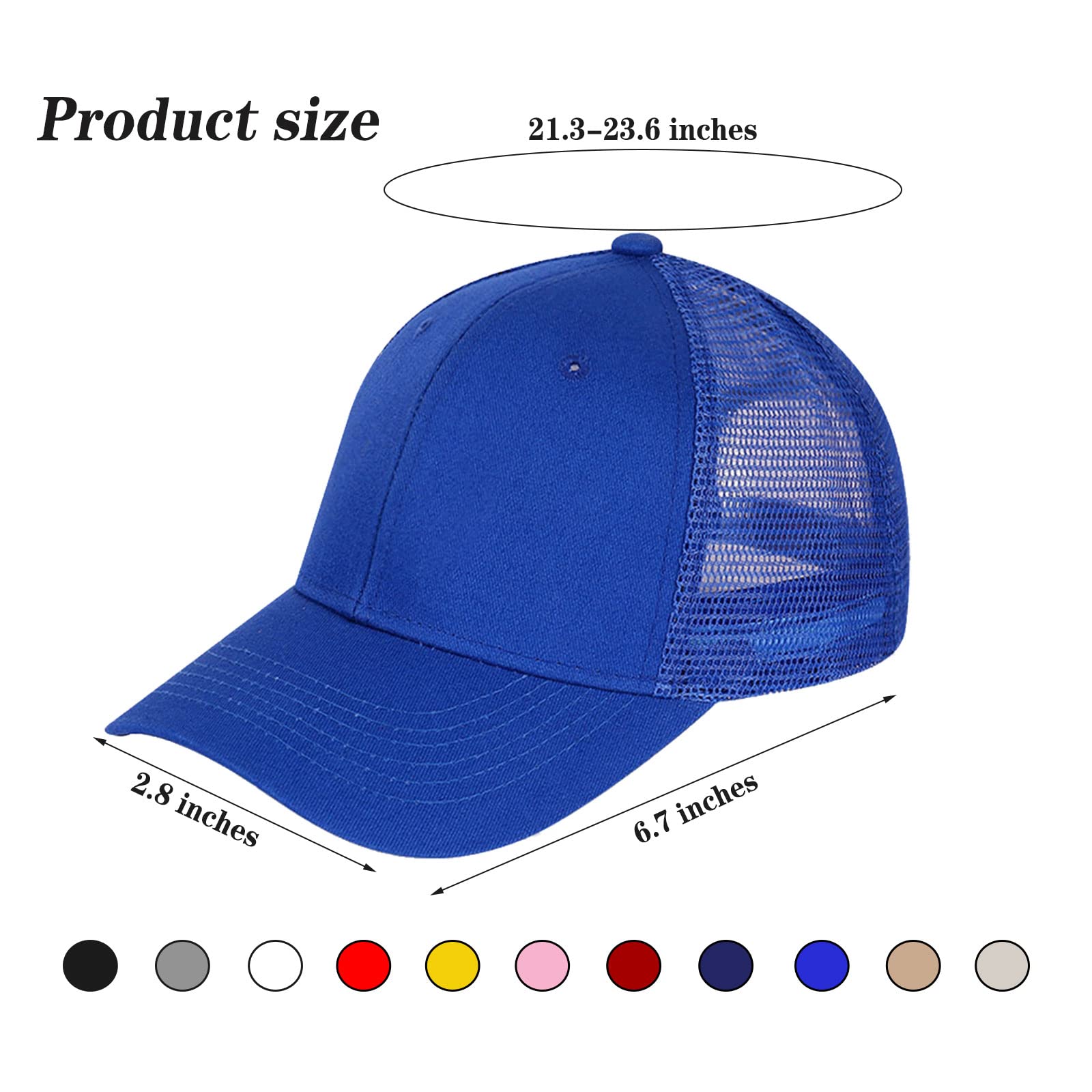 Elfcool 4 Pack Unisex Blank Baseball Cap Mesh Back Baseball Sun Hats Trucker Hat Adjustable Mesh Snapback Hats for Men Women (9pack Mix color)