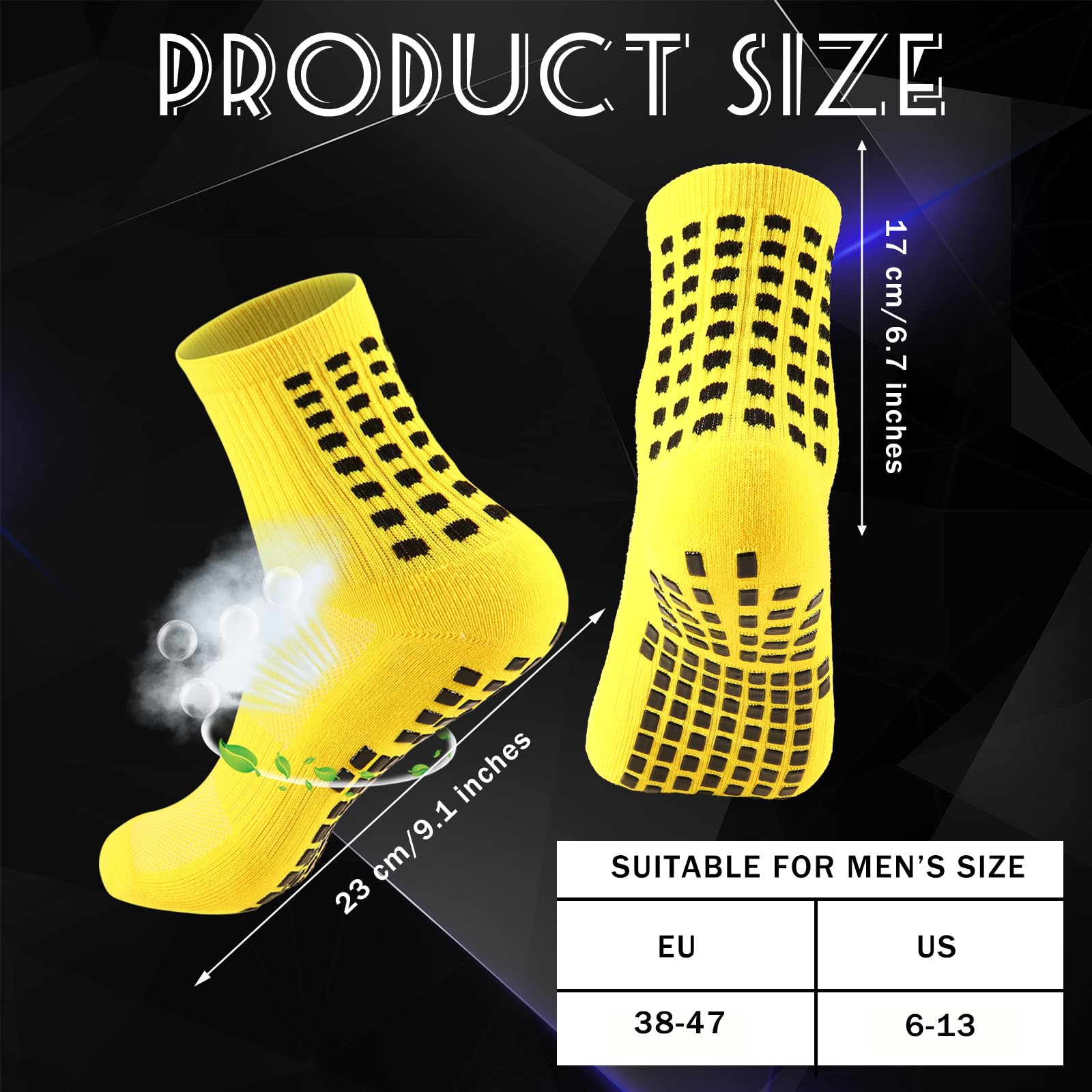 Elfcool Soccer Socks with Grip, 6 Pairs Non-Slip Pads Athletic Grip Soccer Socks for Men Women (Assorted 01)
