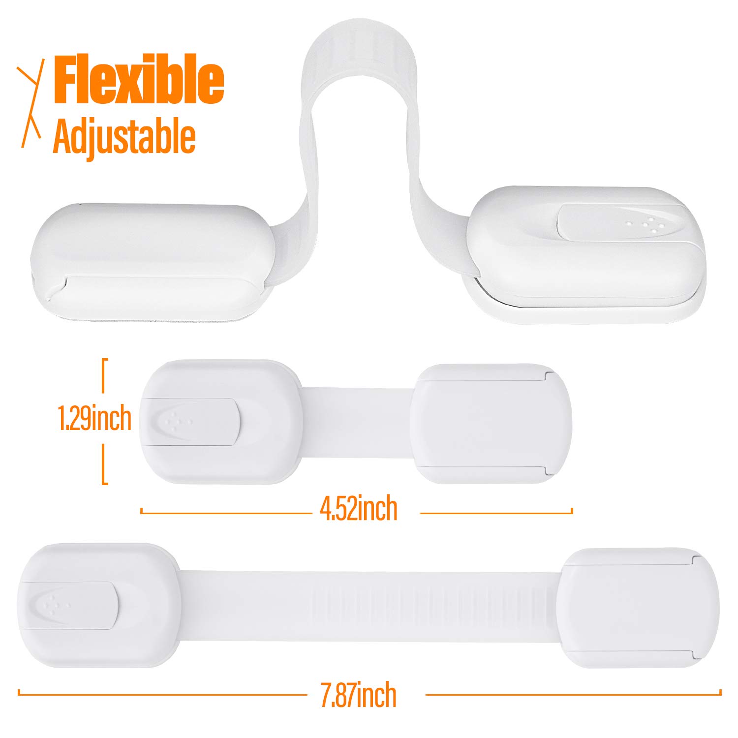 Goodv Baby Proof Cabinet Locks - 6 Pack Adjustable Child Safety Straps Used for Drawer Door Fridge Oven Toilet Seat Kitchen Cupboard Appliance Trash Can with 3M Adhesive