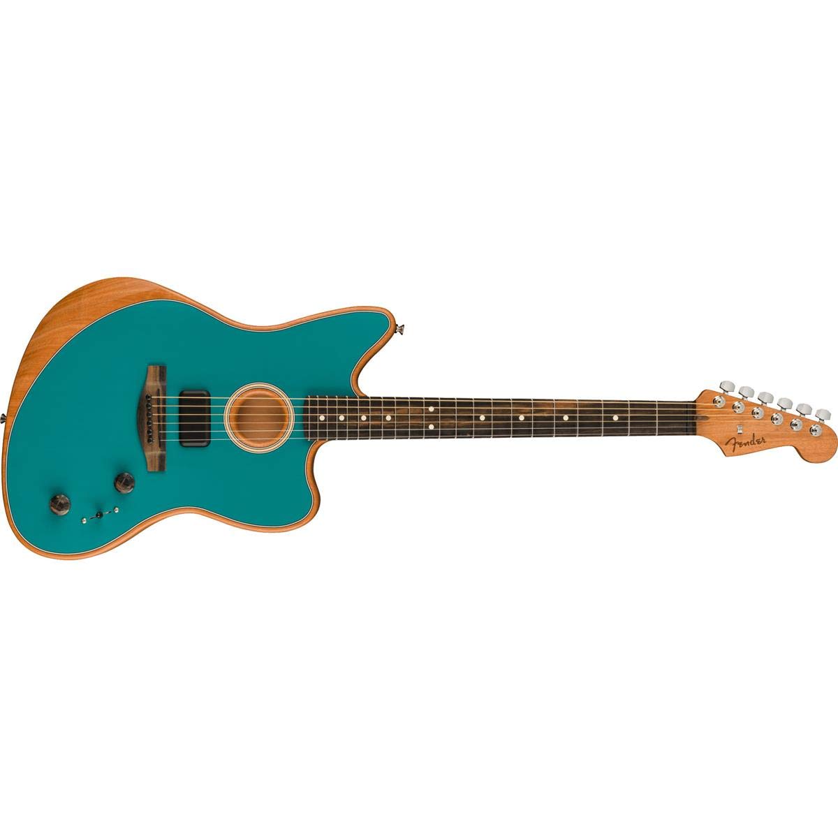Fender American Acoustasonic Jazzmaster Acoustic Electric Guitar, with 2-Year Warranty, Ocean Turquoise, Ebony Fingerboard, with Gig Bag