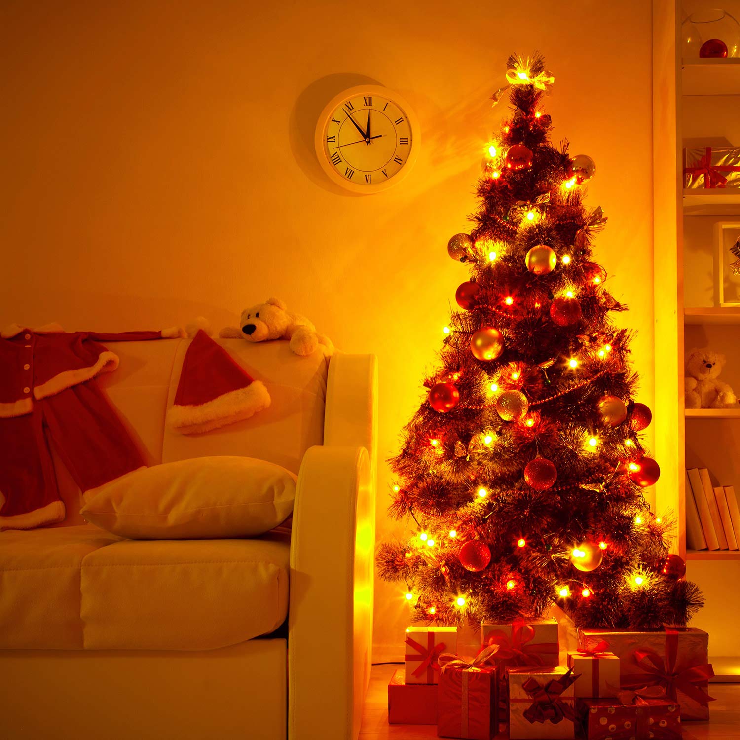 Halloween Yellow Starry Lights,33ft 100 LED Waterproof Silver Wire String Orange Light with USB and 8 Modes Remote Control Time for Halloween Christmas Decor