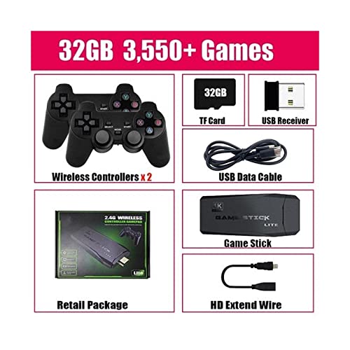 JEOMED Video Games 2.4G Controller Plug and Play Video Game Console 4K HD Built-in 10000 Games PS1/FC/GBA Wireless Controller Retro Game Console Game Stick Toys & Games