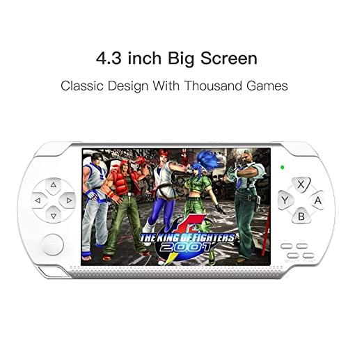 JRSHOME 4.3-inch 8 GB Retro Handheld Game Console Portable Video Game Built in 10000 Games and Support for USB 2.0 High Speed Transmission, Multi-Task Operation, File Navigation Function (White)