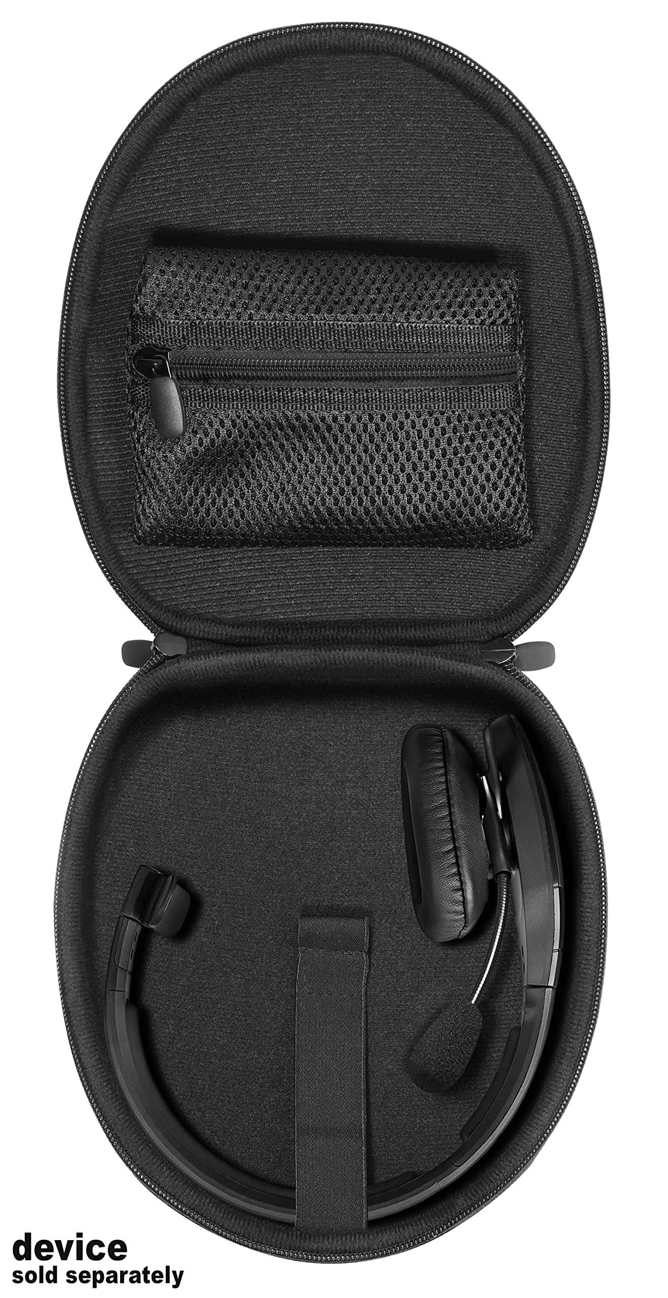 WGear Headset Case for VXI BlueParrott B550-XT, B450-XT, B450-XT -204010-C, B350-XT, B250-XTS, C400-XT, Mesh Pocket Cable, Amplifier and Other Accessories, Detachable Wrist Strap (Gray), compact Size