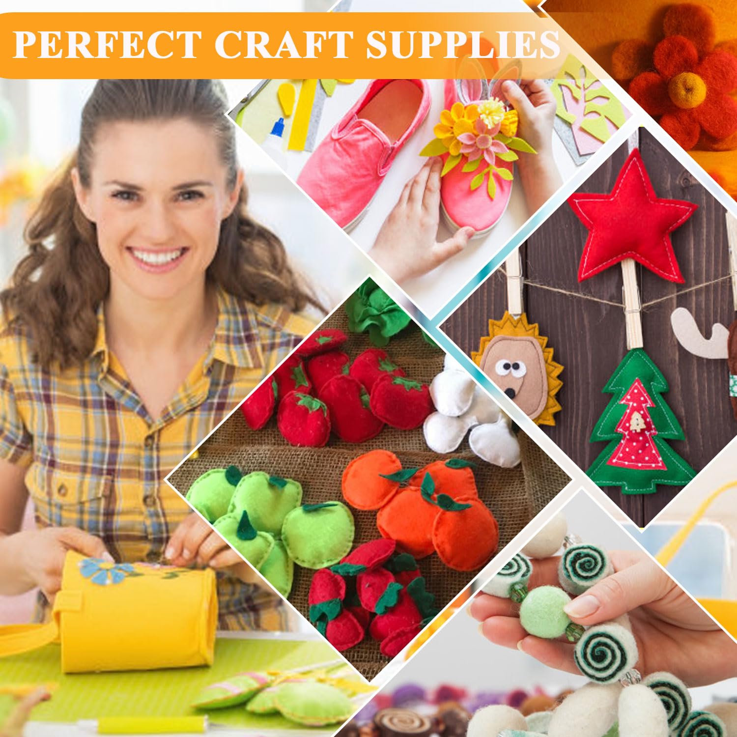 Orange Felt Fabric 72" X 18"(Half Yard), 1.6mm Thick Soft and Durable Flexible Craft Acrylic Felt by The Yard for Sewing DIY Art Craft Project Decorations