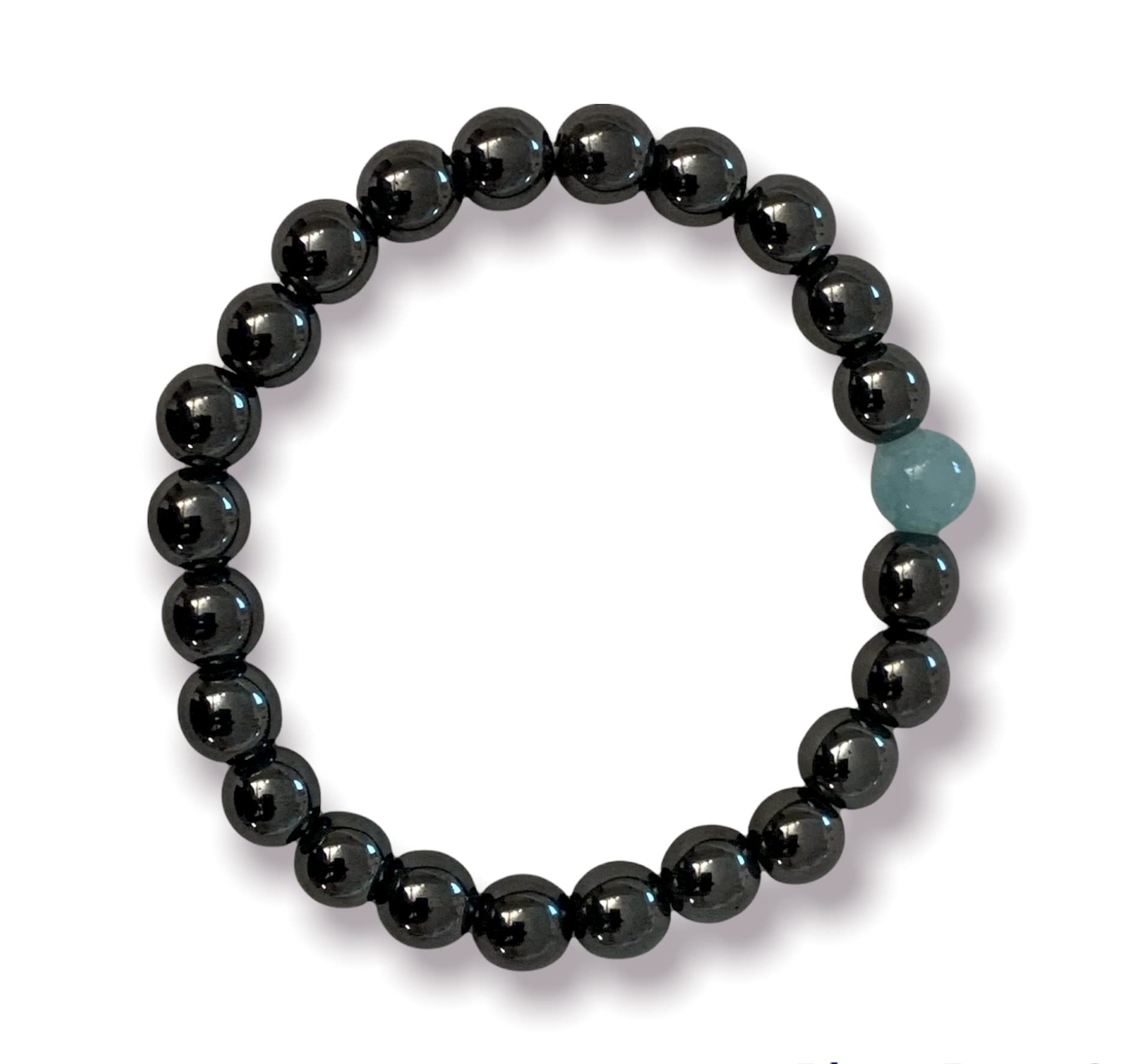 Ezina Designs - Alaskan Magnetic Black Hematite & Glacial Water Cleansed Aquamarine Stretch Bracelet