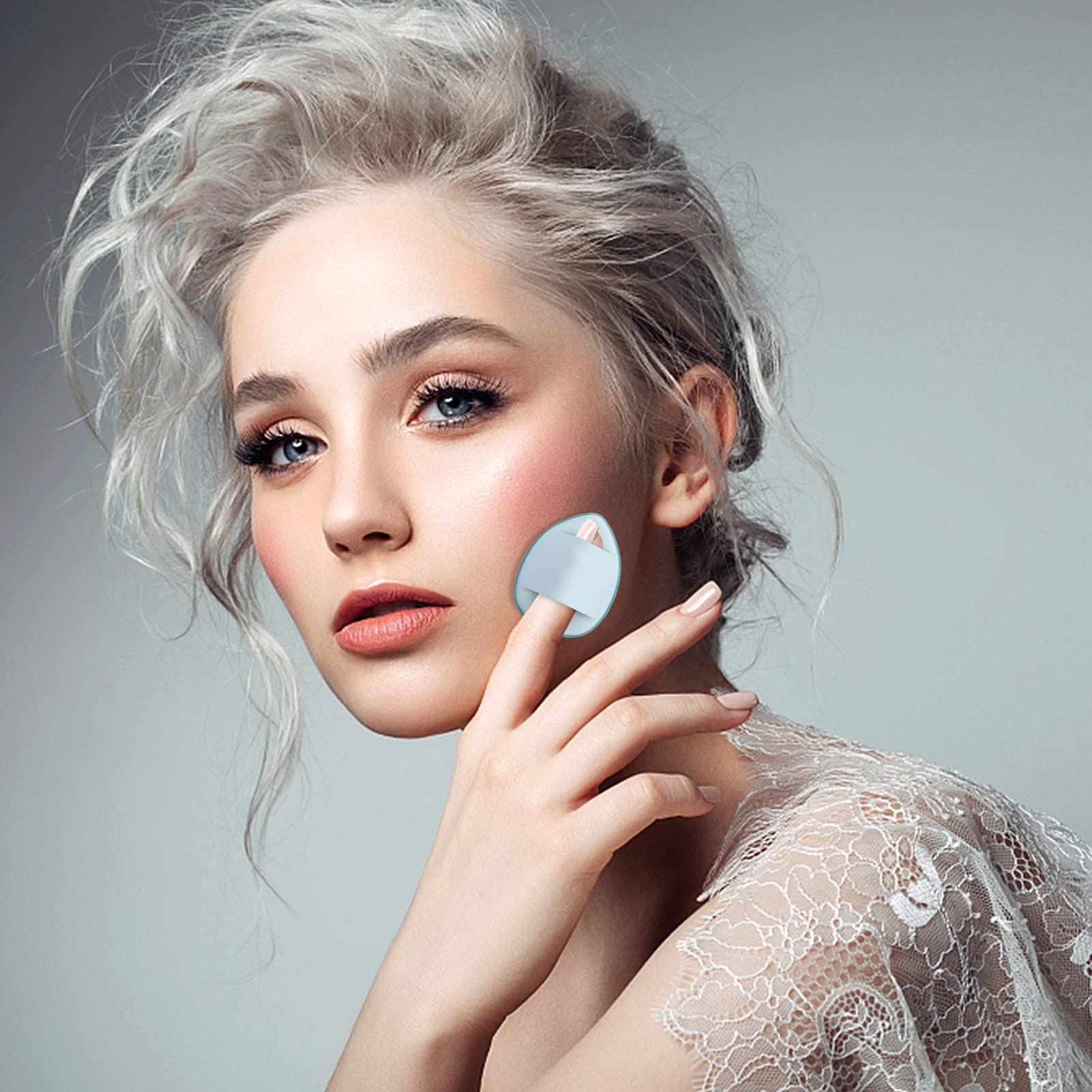 Jspupifip 16 Pieces Mini Powder Puff Bulk,Face Triangle Finger Makeup Puff Bulk Soft Beauty Face Setting Sponge Pack for Mineral Loose Powder Body Cosmetic Foundation Sponge Wet Dry Cosmetic Tool