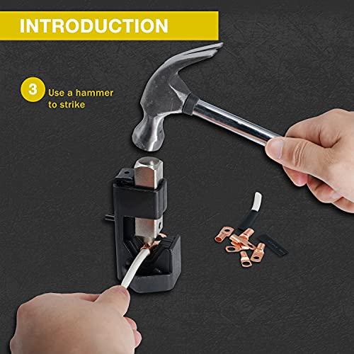 KOTTO Hammer Lug Crimper Tool Combo Battery terminal Wire and Cable with 60 PCS Terminal Connector and 80PCS insulation tape heat shrink tube