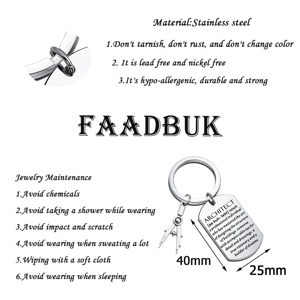 FAADBUK Architect Keychain Architecture Gift Engineer Graduation Gift Appreciation Keychain for Architect Engineers (Architect Keychain)