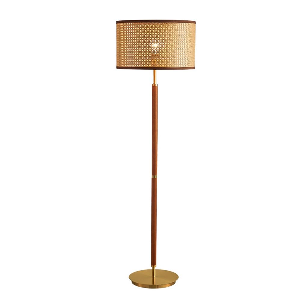 HALOU Simple and Warm Floor Lamp Living Room Sofa Study Bedroom Bed Rattan Woven Retro Upright Table Lamp