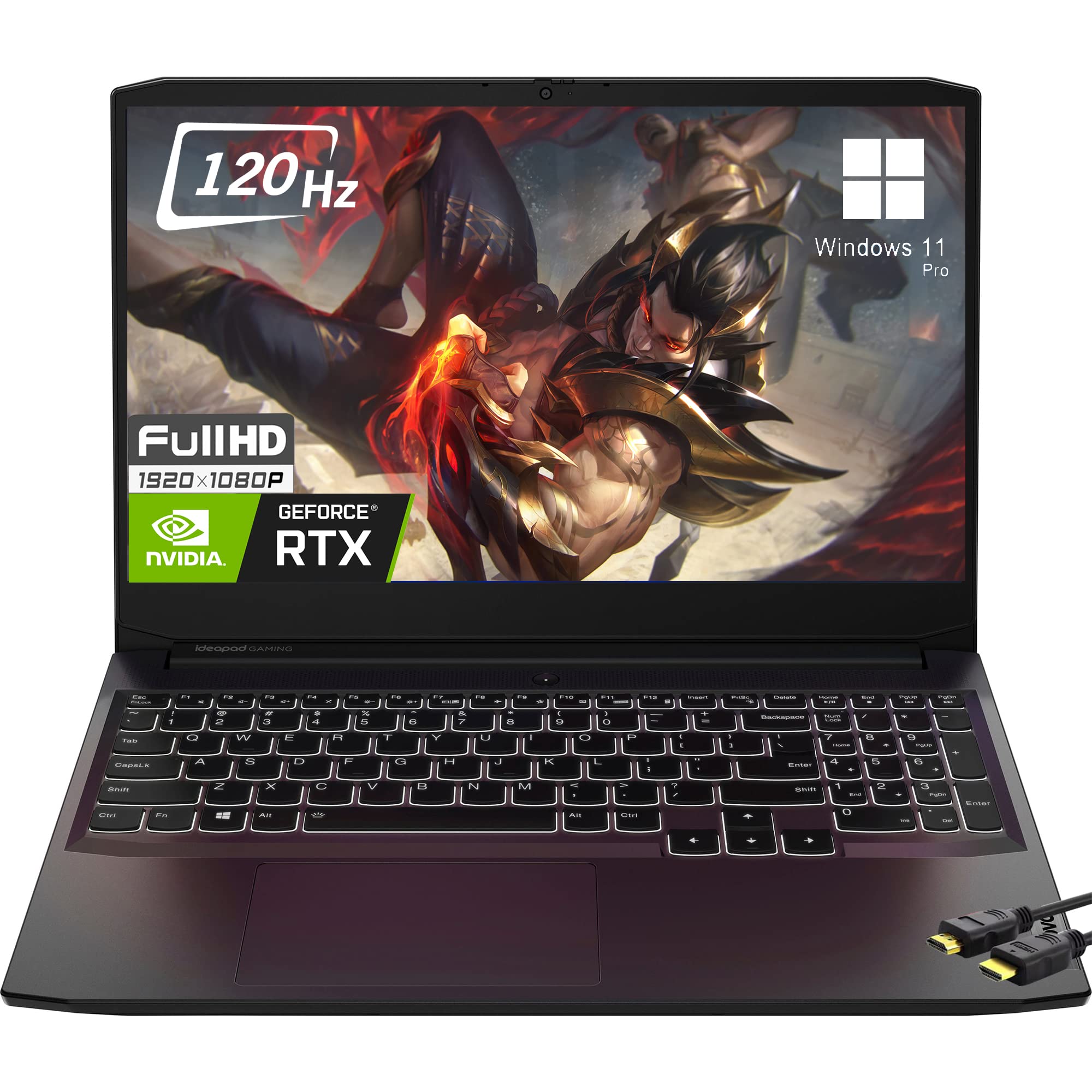 Lenovo Ideapad 3 Gaming 15.6" 120Hz FHD IPS Laptop, 6-Core AMD Ryzen 5 6600H(Beats i7-11700H), GeForce RTX 3050 Graphics, 24GB DDR4 RAM, 1024GB PCIE SSD, Backlit KeyBoard, HDMI CABLE, Win 11 PRO, Grey