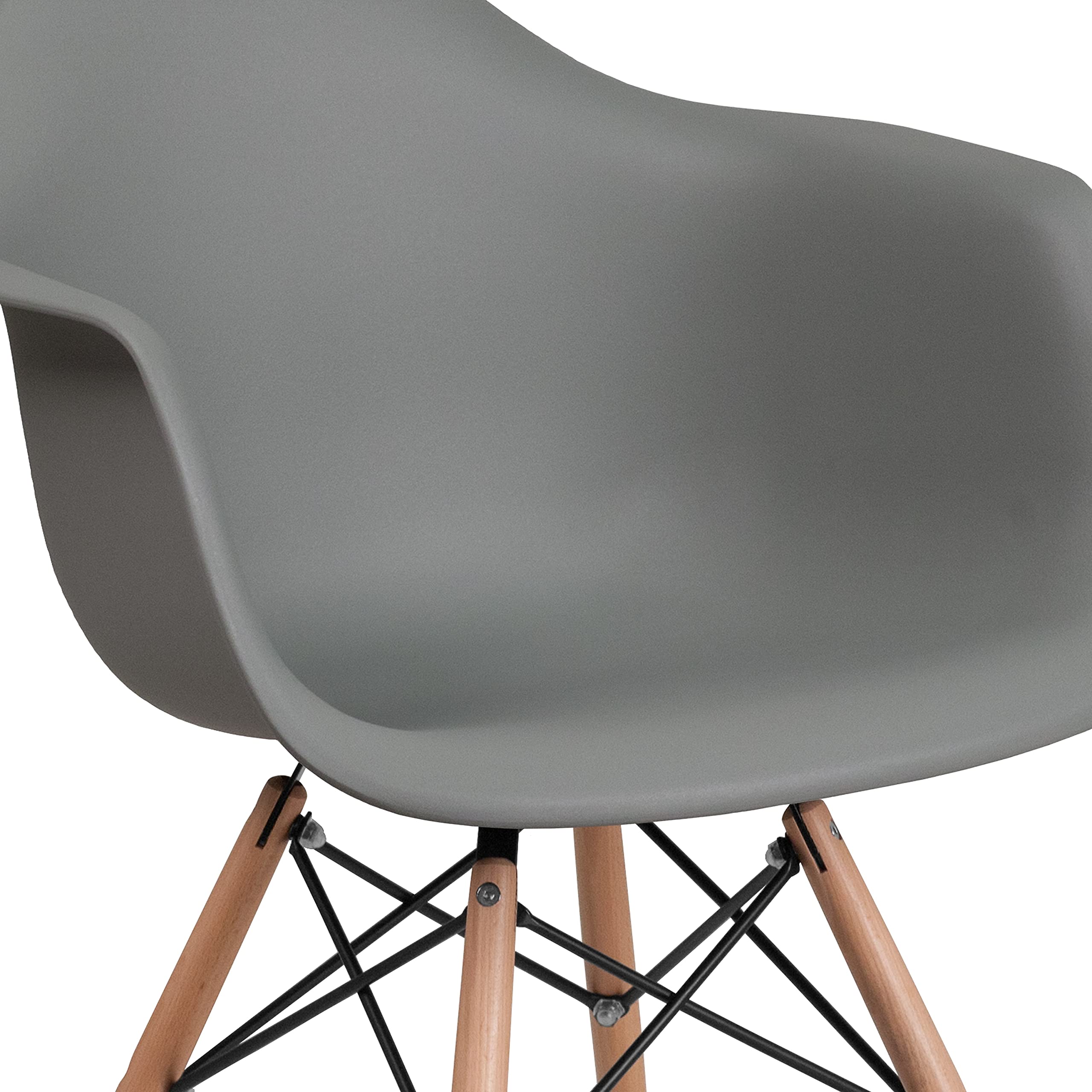 Flash Furniture 2 Pack Alonza Series Moss Gray Plastic Chair with Wooden Legs