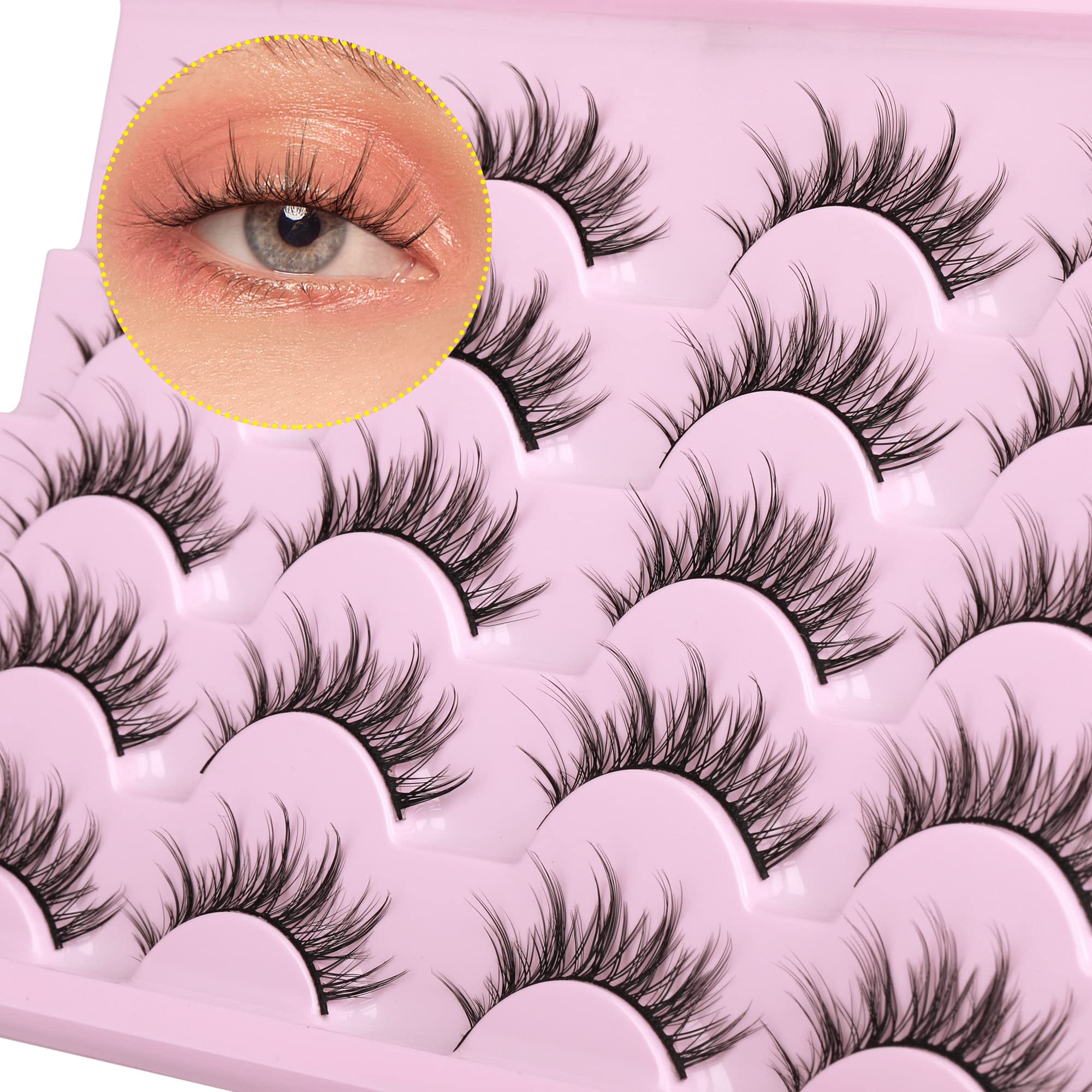 Manga Lashes Clusters Natural Eyelashes Wispy Faux Mink Lashes Fluffy Strip Lashes False Eyelashes Pack That Look Like Cluster Lashes Extensions by Lanflower