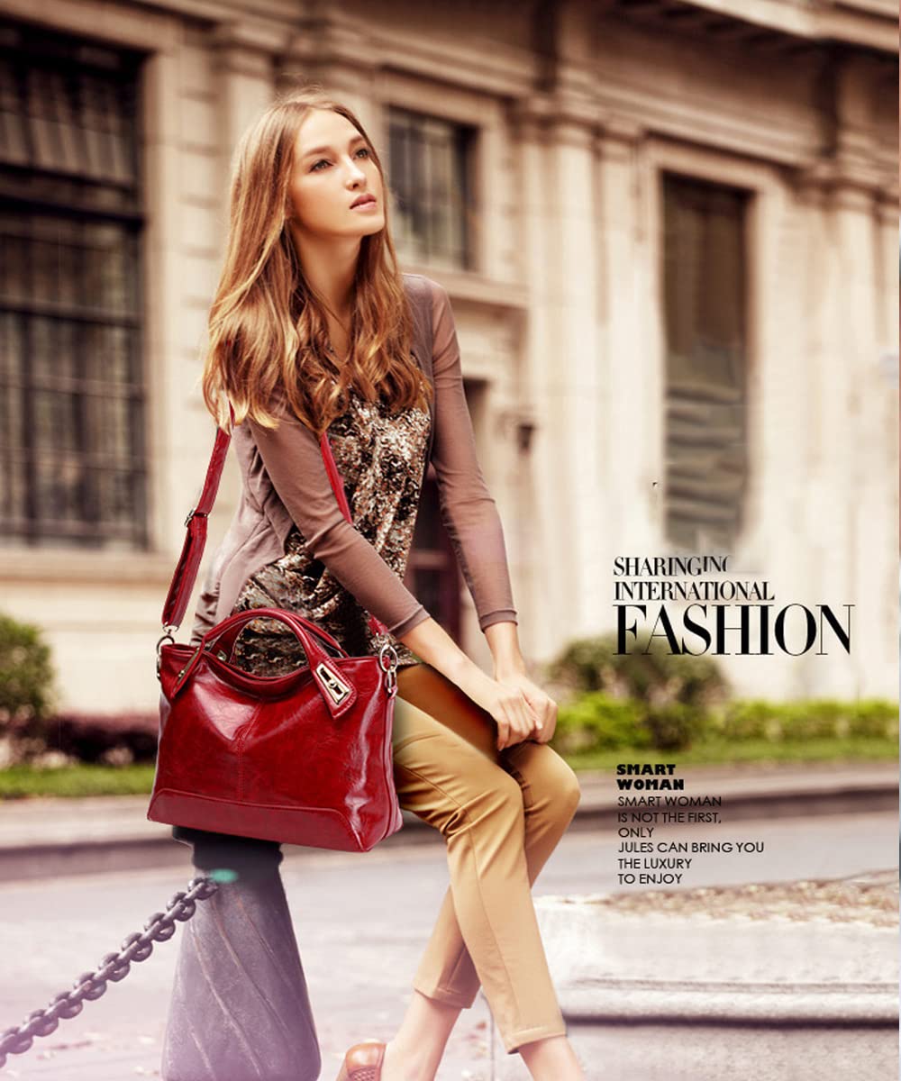 KKP Women's Leila Medium Triple Compartment Satchel Crossbody Bag Purse Handbag