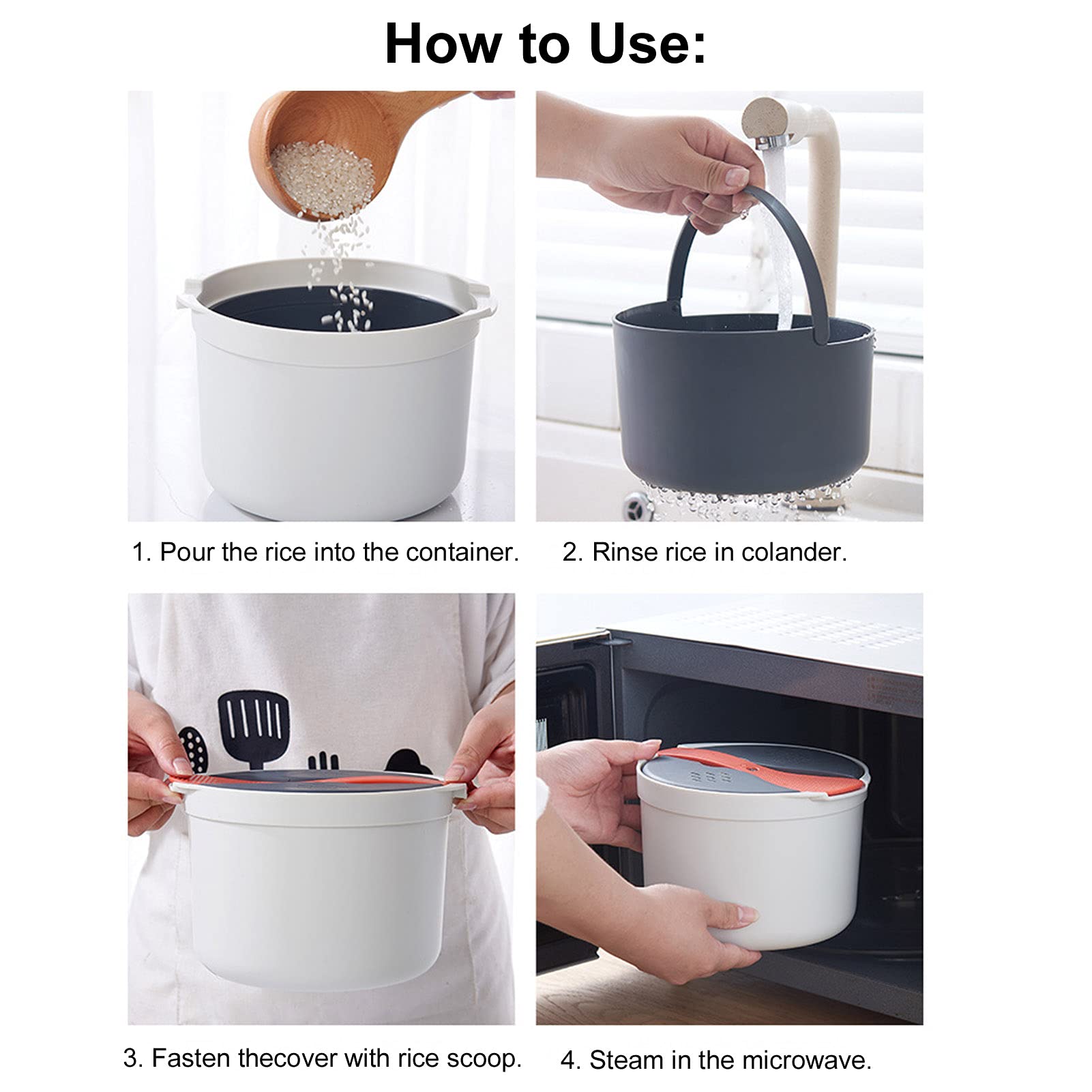 Microwave Pasta Cooker, Microwave Steamer for Vegetables, Microwave Pasta Cooker with Strainer Lid, Microwave Rice Cooker with Orange Scoop for Rice, Pasta, Vegetables