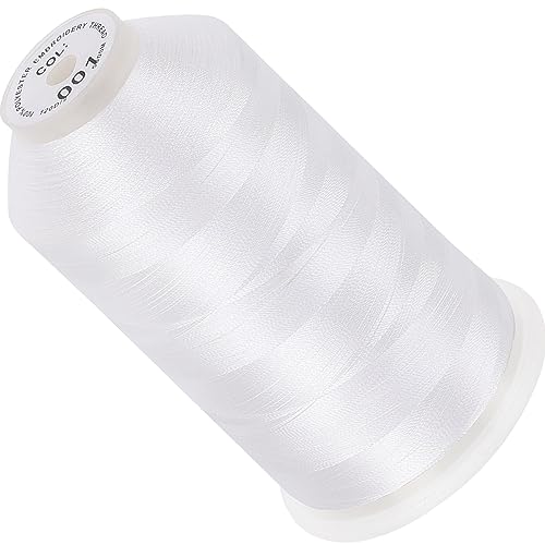 New brothread - Single Huge Spool 5000M Each Polyester Embroidery Machine Thread 40WT for Commercial and Domestic Machines - White