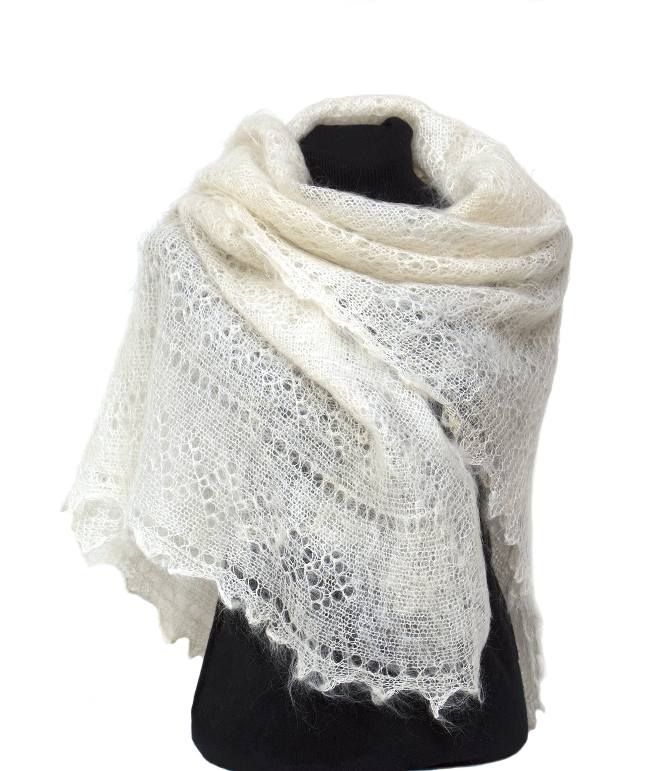 Fedelkea Victorian Lace Bridal Orenburg Crochet Shawl Winter Wedding 47x47 Inch