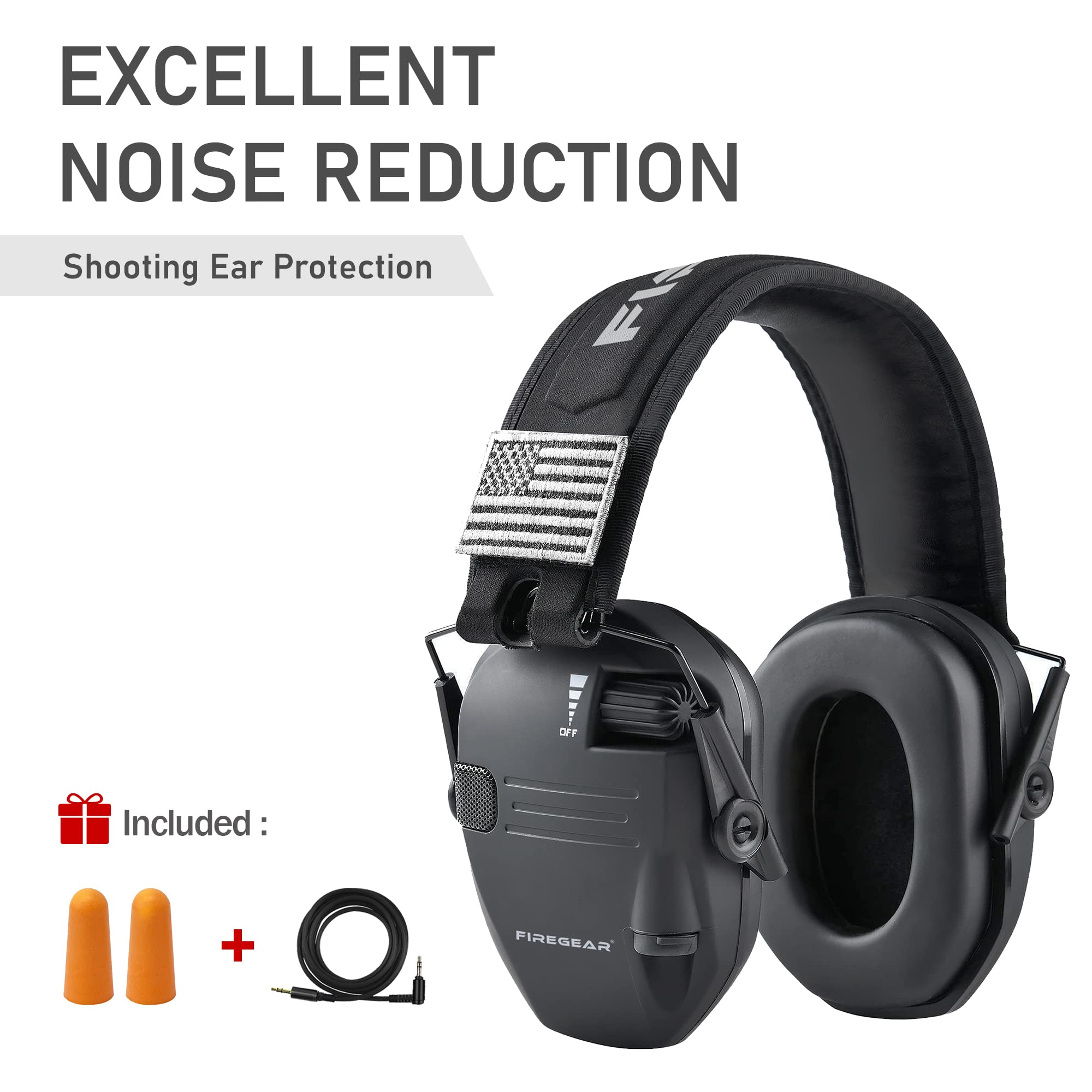 FIREGEAR Shooting Ear Protection Electronic Hearing Protection Noise Cancelling Ear Muffs for Shooting Range and Hunting