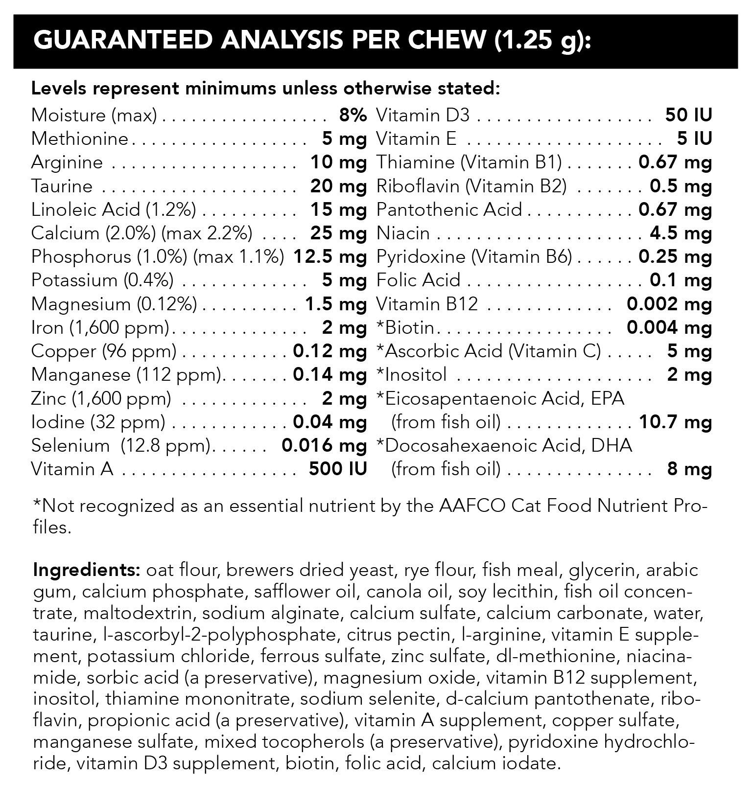 VETRISCIENCE NuCat Multi Vitamin for Cats, 30 Chews - Complete MultiVitamin Supports Skin and Coat, Immune System, Eye Sight and Everyday Wellness