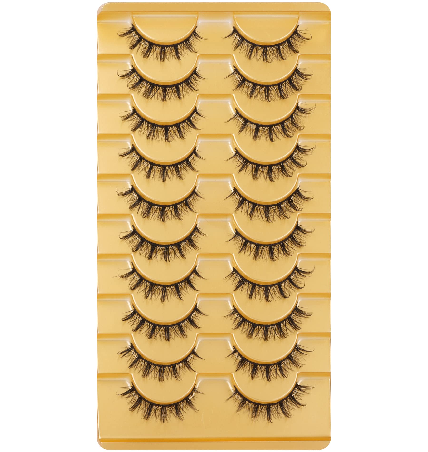 Manga Lashes Natural Look Wispy Fasle Eyelashes Anime D Curl Lashes that Look Like Extensions Spiky Natural Cosplay Russain Strip Lashes Soft Handmade Lashes Pack