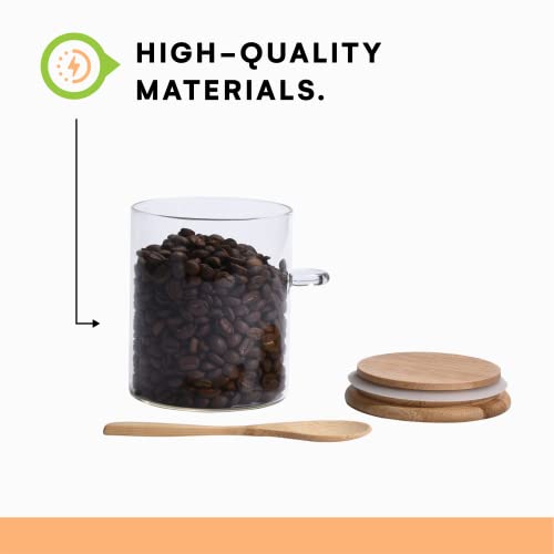 Prosumer's Choice Sugar Containers (4.9" X 3.3") for Countertop - Glass Jars for Food Storage with Bamboo Airtight Lid and Spoon - Clear Canisters for Salt, Coffee & Overnight Oats .