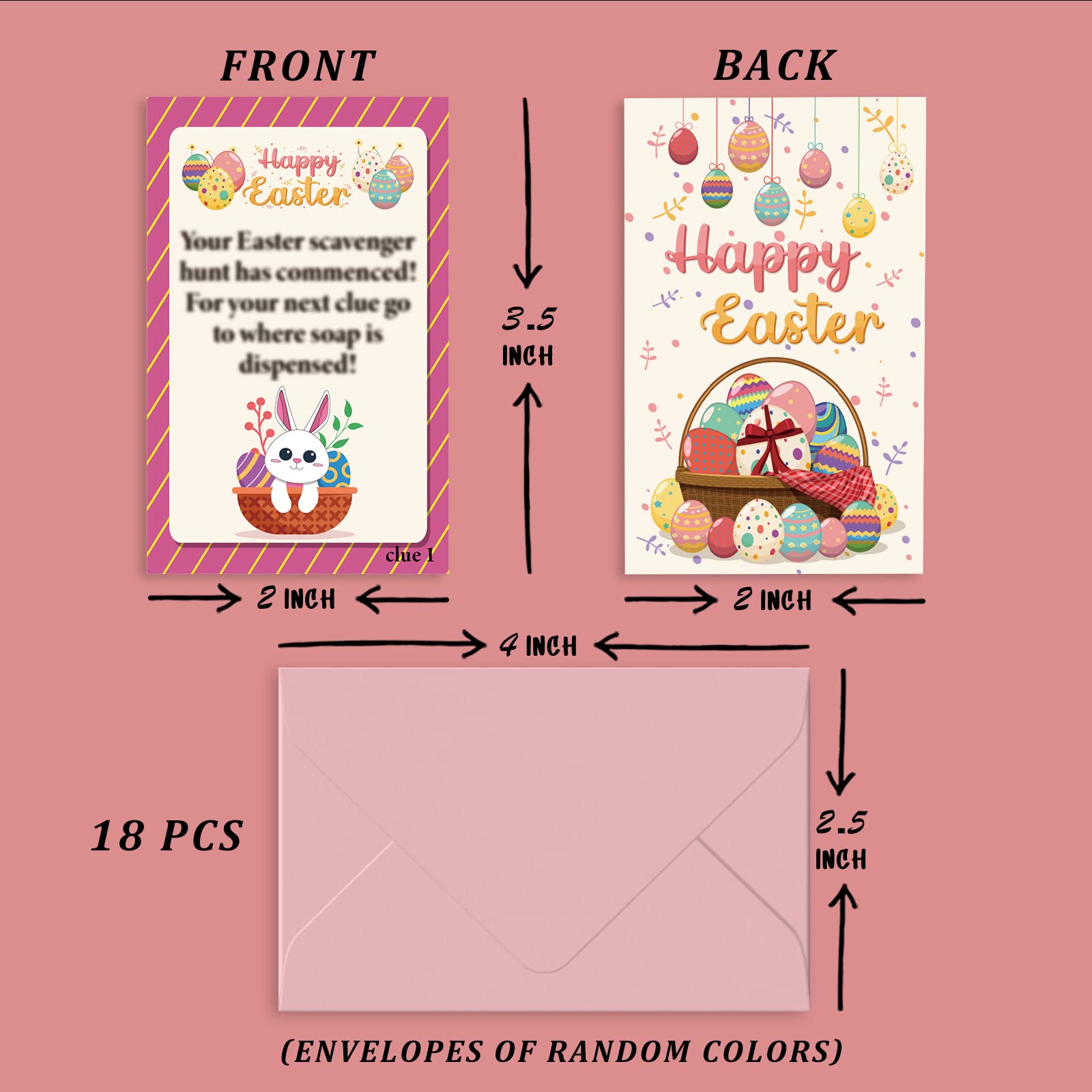 Indoor Easter Scavenger Hunt Cards with Envelopes, Easter Egg Hunt, Indoor Scavenger Hunt Games, Easter Bunny, Easter Party Activities, Indoor Easter Party Games-fhjxbk001