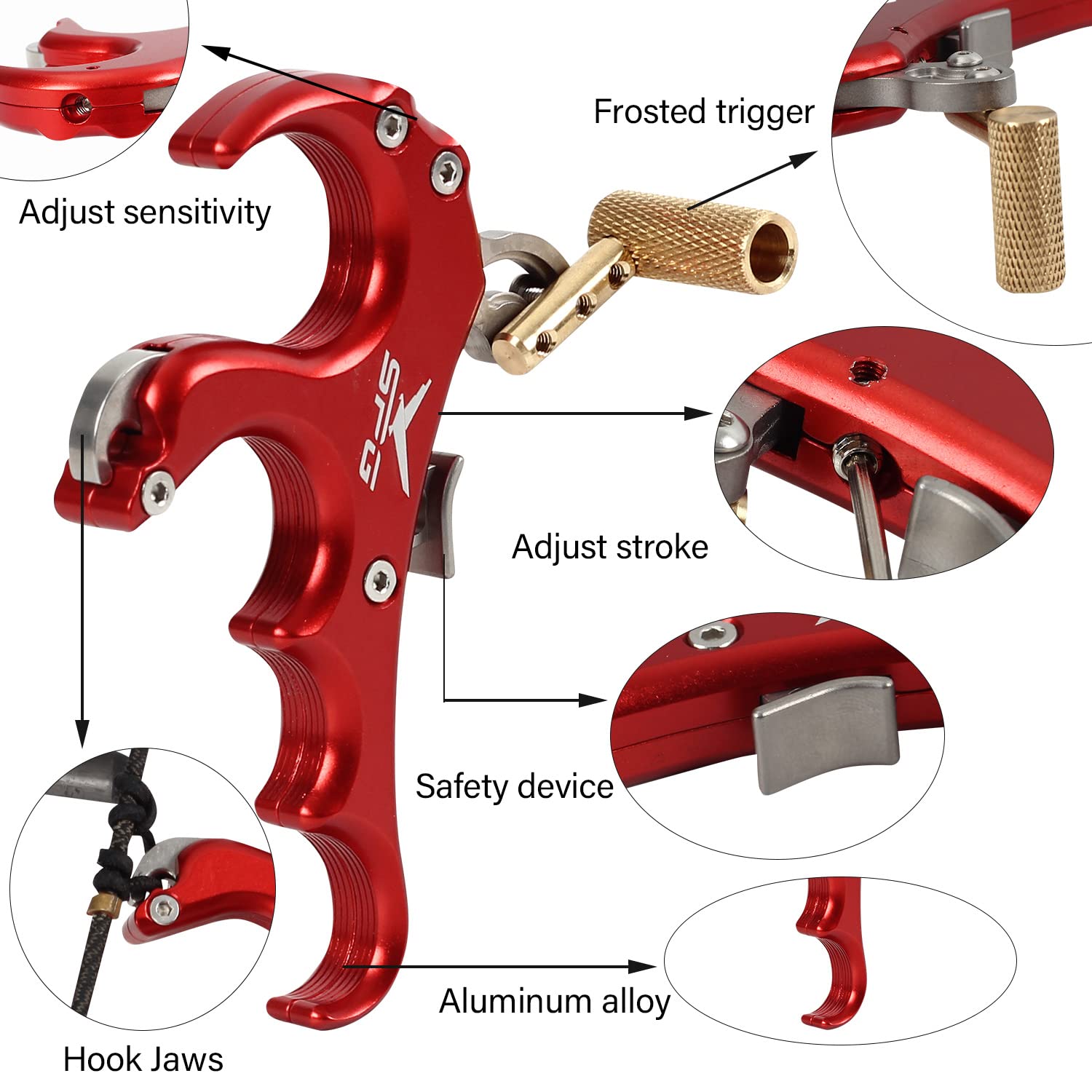 FENJANER Archery Compound Bow Release Aid Archery Release Aids Bow Release for Compound Bow Accessory (Red)