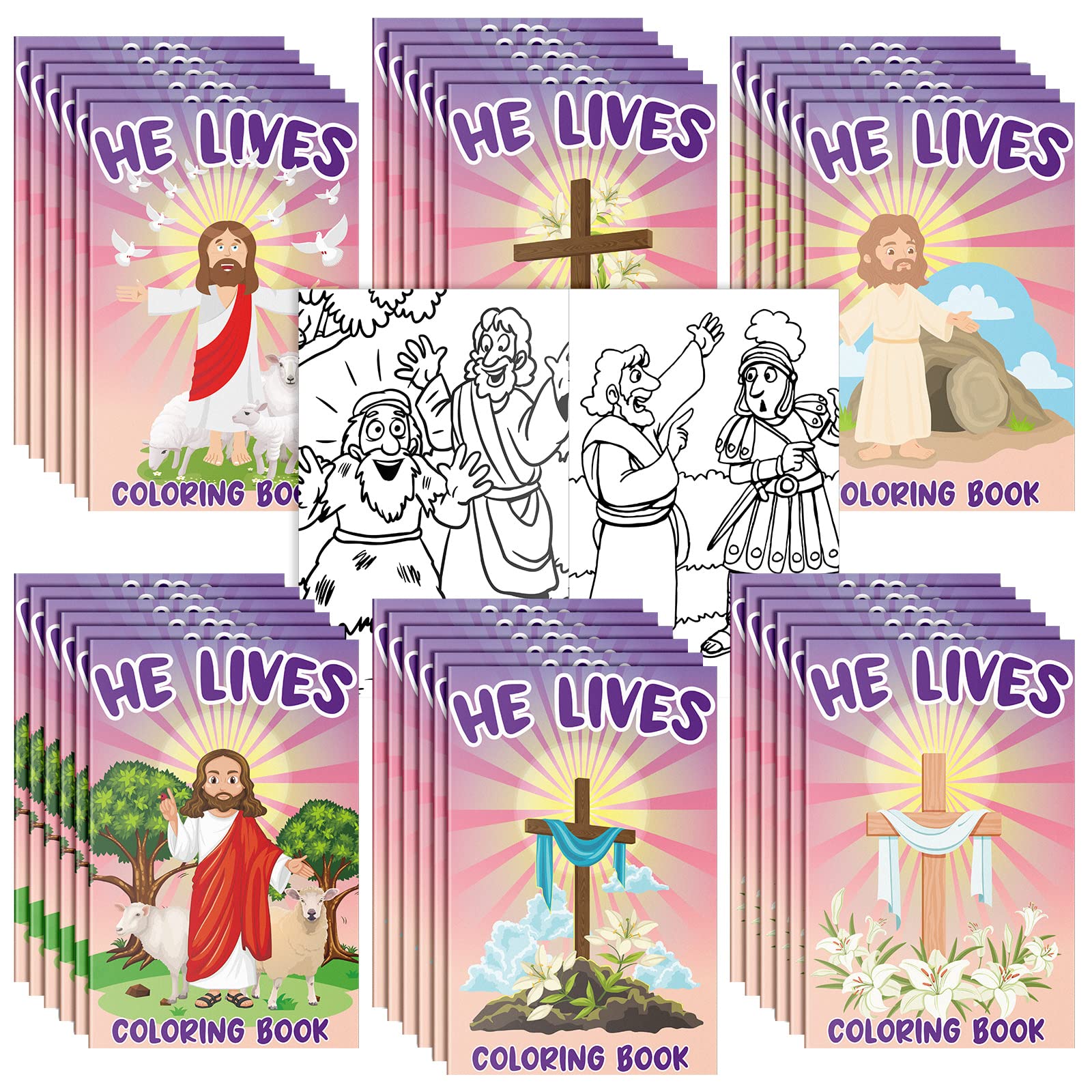 Jetec 36 Pcs Pink Girls Coloring Books for Kids Bulk Religious Easter Mini Coloring Books Winter Small Coloring Book for Holiday Party Favor Kid Sunday School Classroom Gifts (Vivid Style)