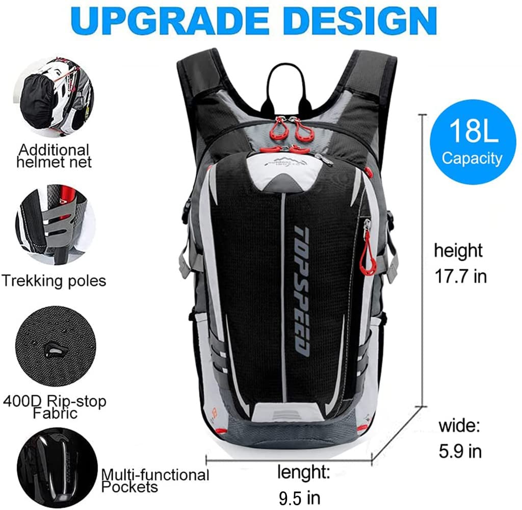 INOXTO Hydration Pack Backpack,18L Hydration Pack Lightweight Water Backpack with 2L Water Bladder Bag Daypack for Hiking Running Cycling Camping Hunting for Women Men Kids (Orange)