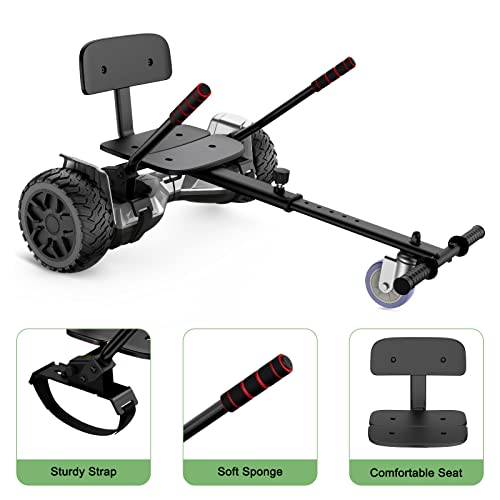 UNI-SUN Hoverboard with Seat Attachment Combo, 8.5" Hoverboard with Seat, Self Balancing Scooter with Bluetooth Speaker & LED Lights, Hoverboards for Kids & Adults, Silver