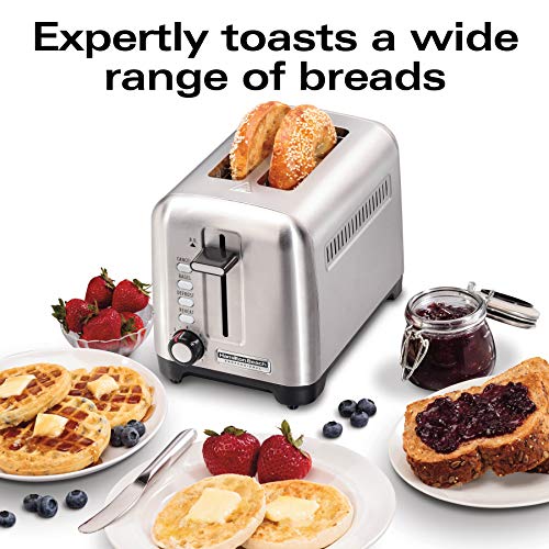 Hamilton Beach Professional Professional 2 Slice Toaster, with Bagel, Defrost & Reheat Settings, Stainless Steel (22990)