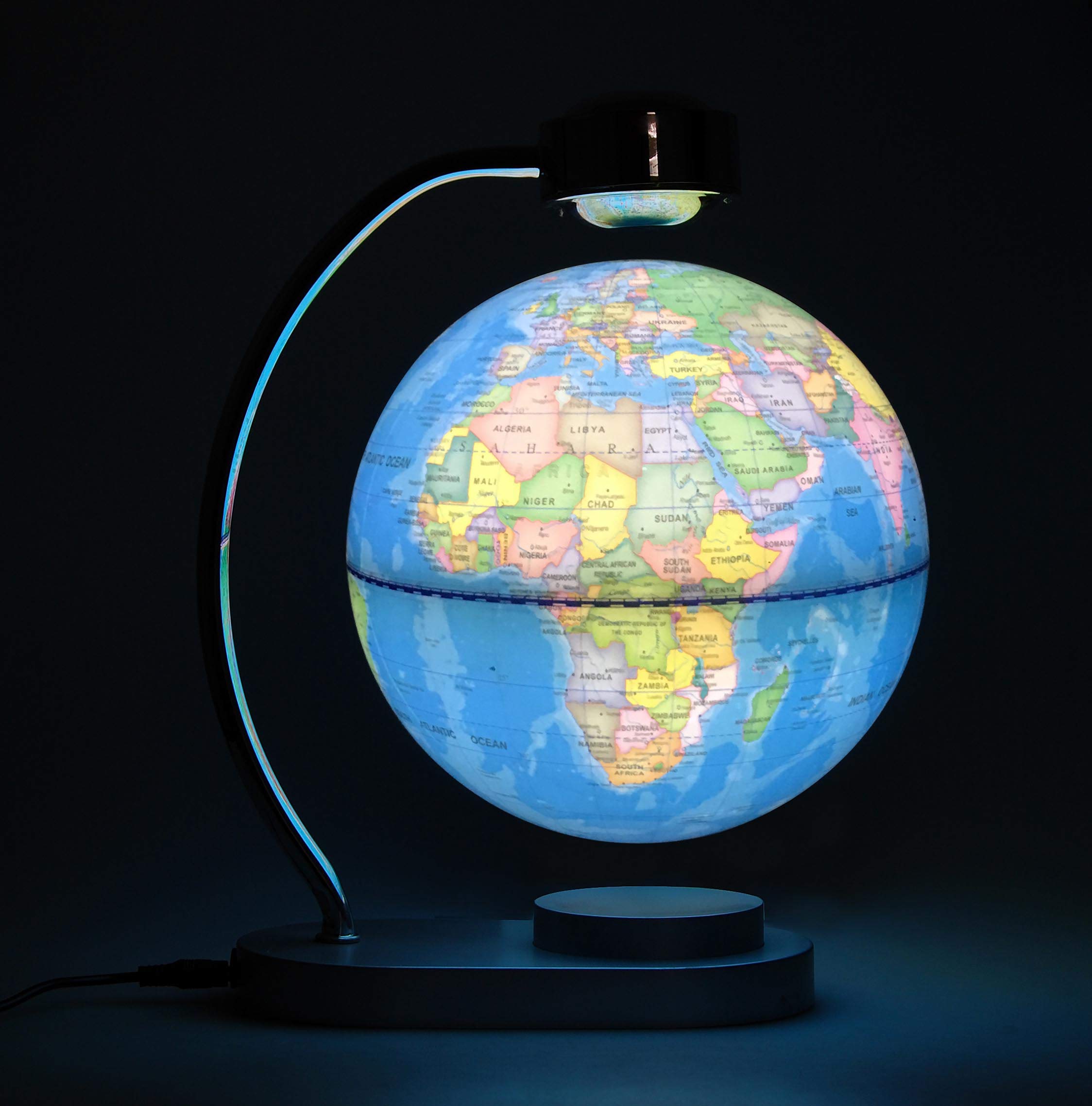 Fat Brain Toys Levitating Magnetic Globe - Levitating Illuminated Globe History & Geography for Ages 8 to 12