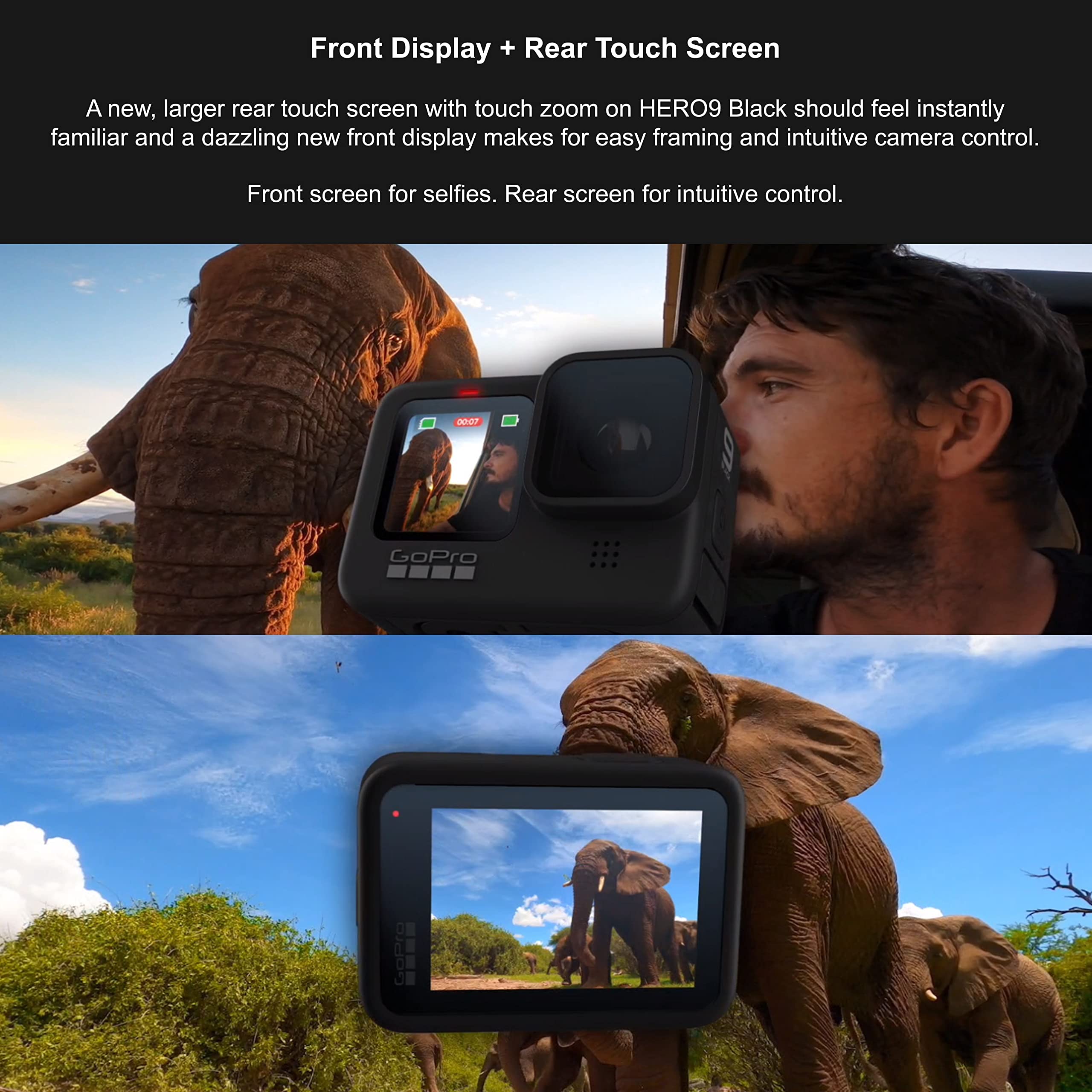 GoPro HERO9 Black - E-Commerce Packaging - Waterproof Action Camera with Front LCD and Touch Rear Screens, 5K Ultra HD Video, 20MP Photos, 1080p Live Streaming, Webcam, Stabilization (Renewed)