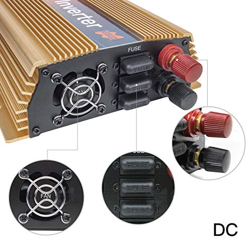 Mars Rock 1400w Grid Tie Micro Solar Inverter, 20-50v Dc To 90-140v Ac MPPT Pure Sine Wave Converter For 1400w To 2000w 36v Solar Power System Island Distinguished Gold Color Design (GTI1400W36V120G)