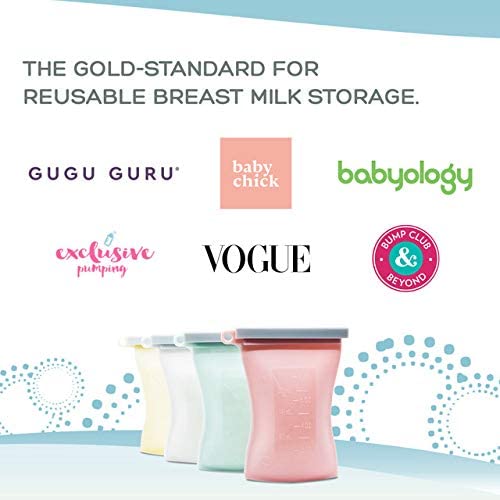 JUNOBIE Bag 4-Pack (Pink, Mint, Gray) | Reusable Breastmilk Storage Bags (As Seen on Shark Tank) | Milk Storage Container