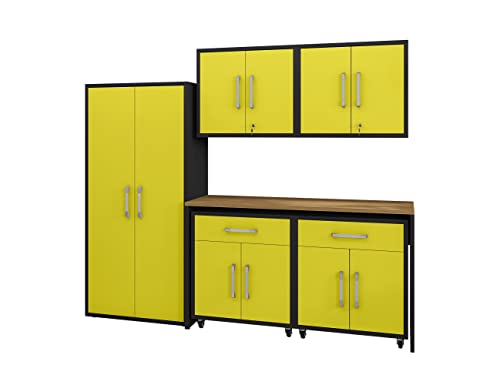 Manhattan Comfort Eiffel Garage Cabinets and Storage System, Set of 6, Yellow