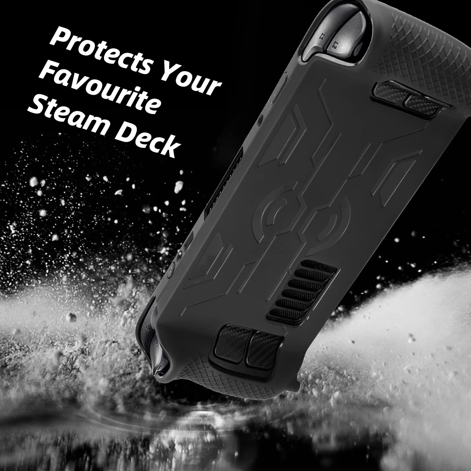 JINYI Protective Case for Steam Deck, TPU Cover Protector with Stand Base, Accessories Case with Shock-Absorption, Non-Slip & Anti-Scratch Design