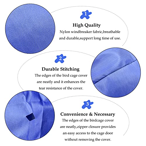NGe 33x32x44cm Bird Parrot Cage Cover,Keep Warm Blackout Cage Cover,Windproof Light-Proof Sleep Reduces Distractions Night Accessories Cloth(Blue)