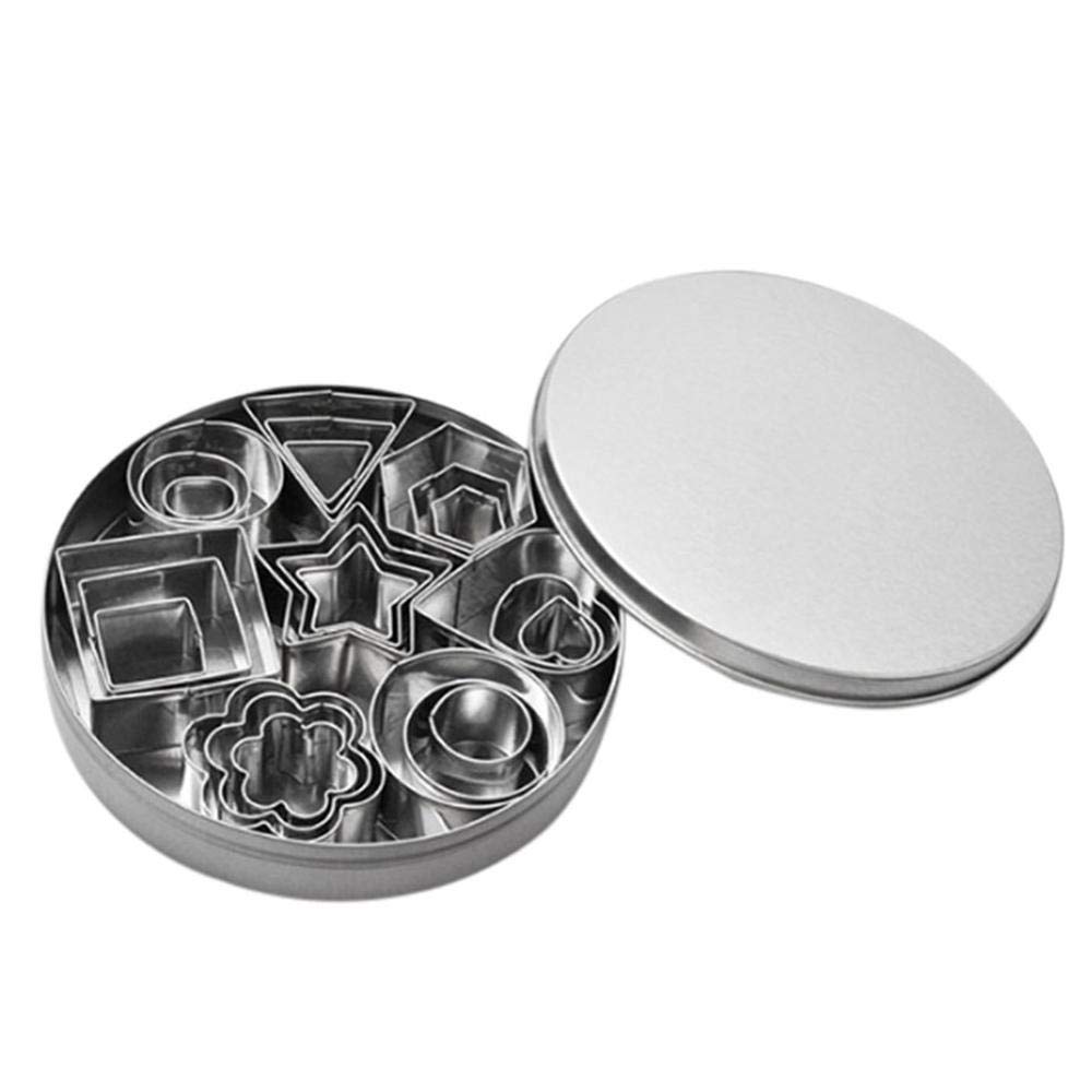 Hovico 24 Pcs Mini Cookie Cutters, Metal Cookie Cutters Set, Heart Star Flower Geometric Shaped Assorted Sizes, used to make DIY cake decorations in the shape of cookies, fruits, vegetables, bread