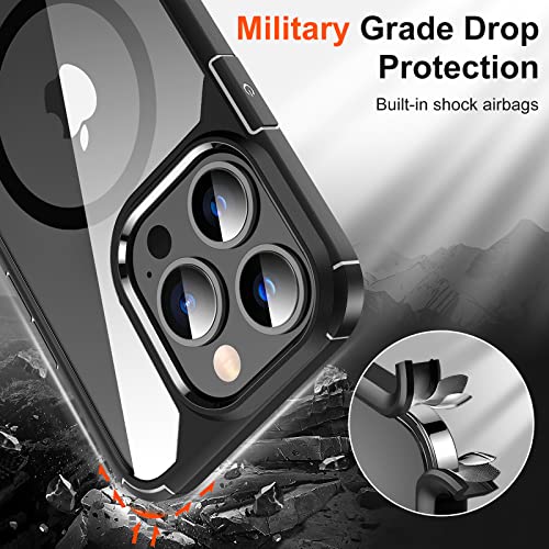 SUPERONE Magnetic Case for iPhone 14 Pro with Stand, Compatible with MagSafe, [Military Grade Protection] [Anti-Yellowing] Shockproof Slim Protective for iPhone 14 pro Case 6.1 inch, Black