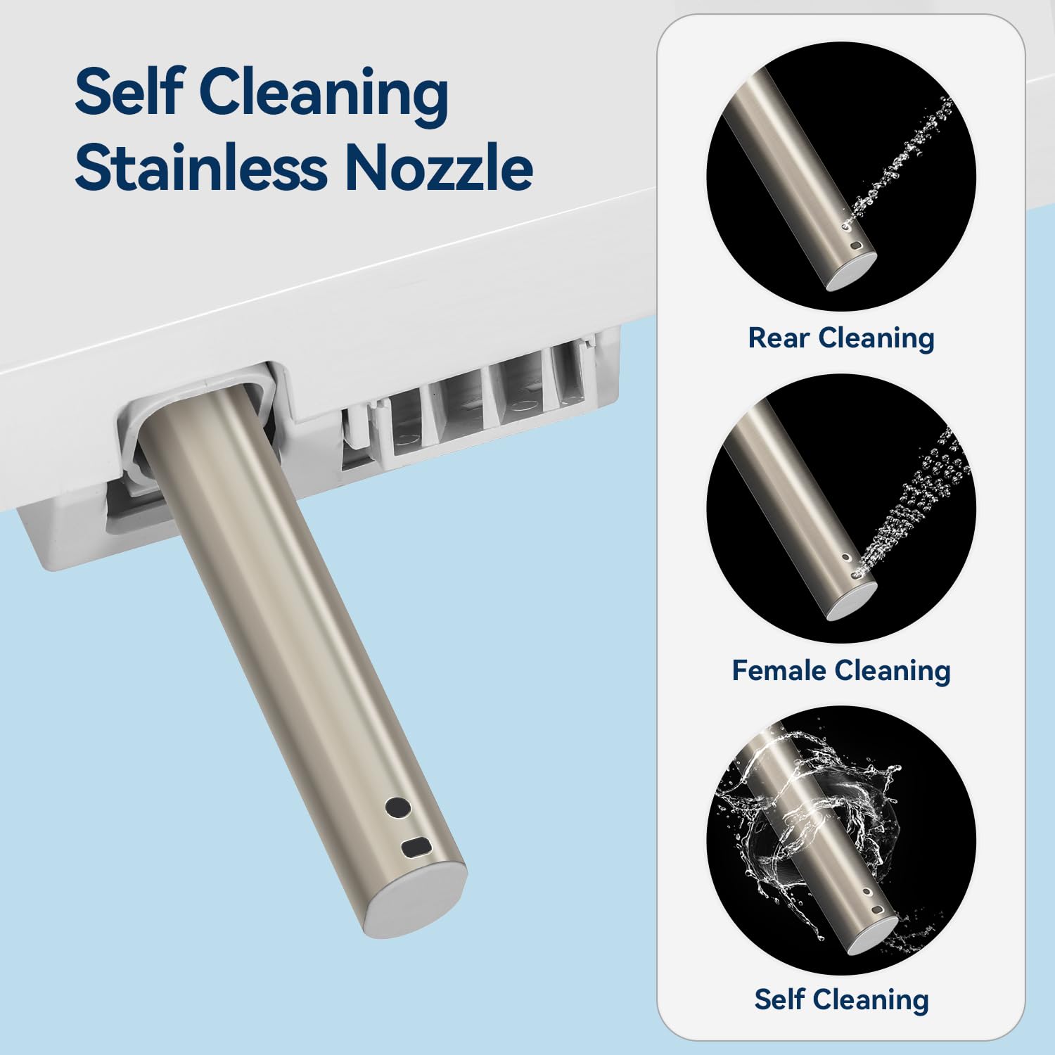 Puluomis Smart Bidet Toilet Seat with Fully Automatic Adjustment, Stainless Steel Nozzle, Heated Seat, Adjustable Warm Water and Air Dryer, Night Lighting, Power Saving, Wireless Control, Elongated