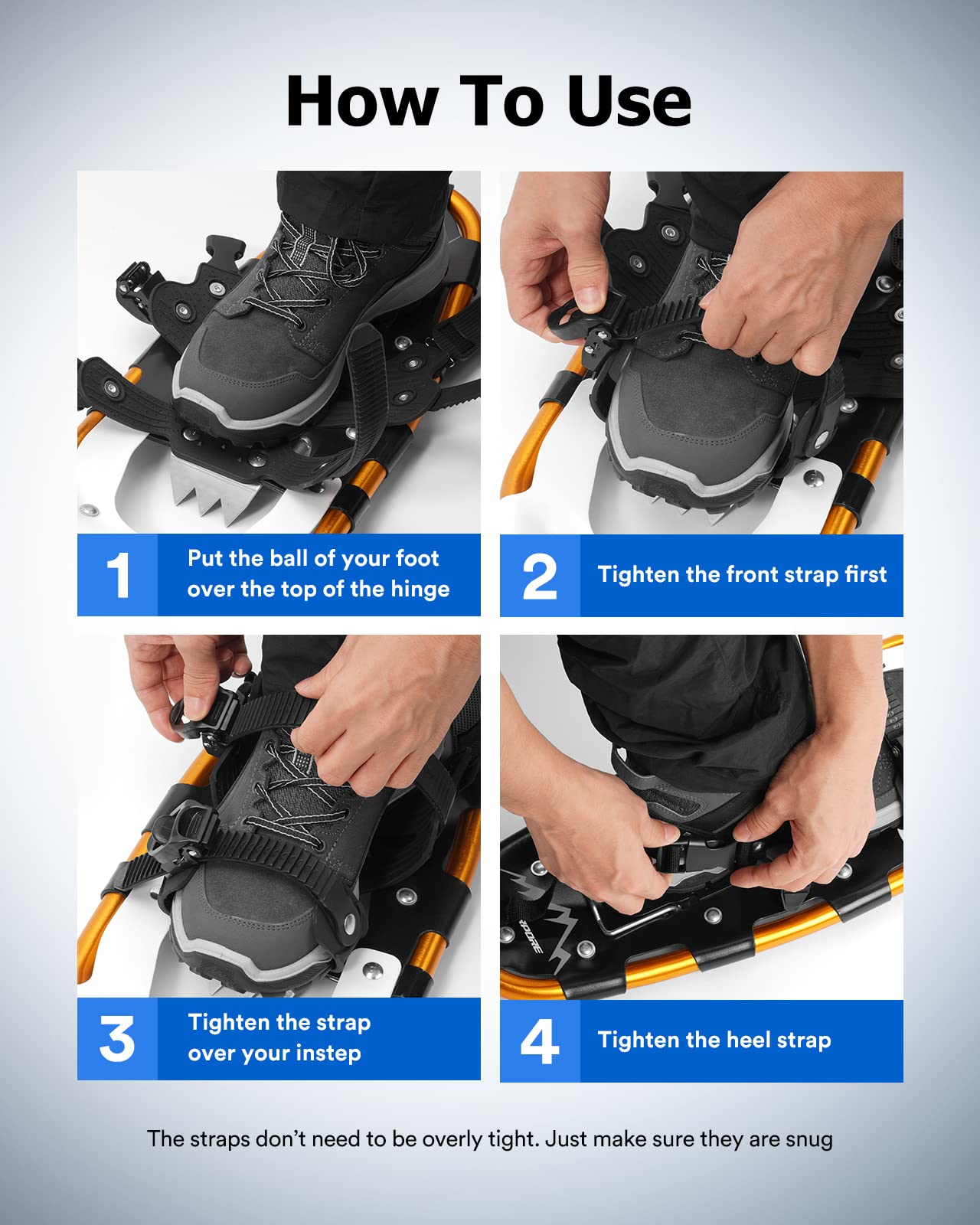 GORPORE All Terrain Snowshoes (Gold, 21" (Up to 150lbs))