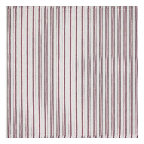 Timeless Ticking Red Stripe Ruffled California King Bed Skirt, Farmhouse Country, Christmas Décor, 16" Drop