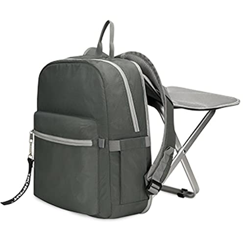 FHDGH 2 in 1 Folding Fishing Chair Bag Backpack Lightweight Backpack Stool Combo Backpack for Camping Fishing Hiking Picnic BBQ (Color : Black, Size : As Shown)