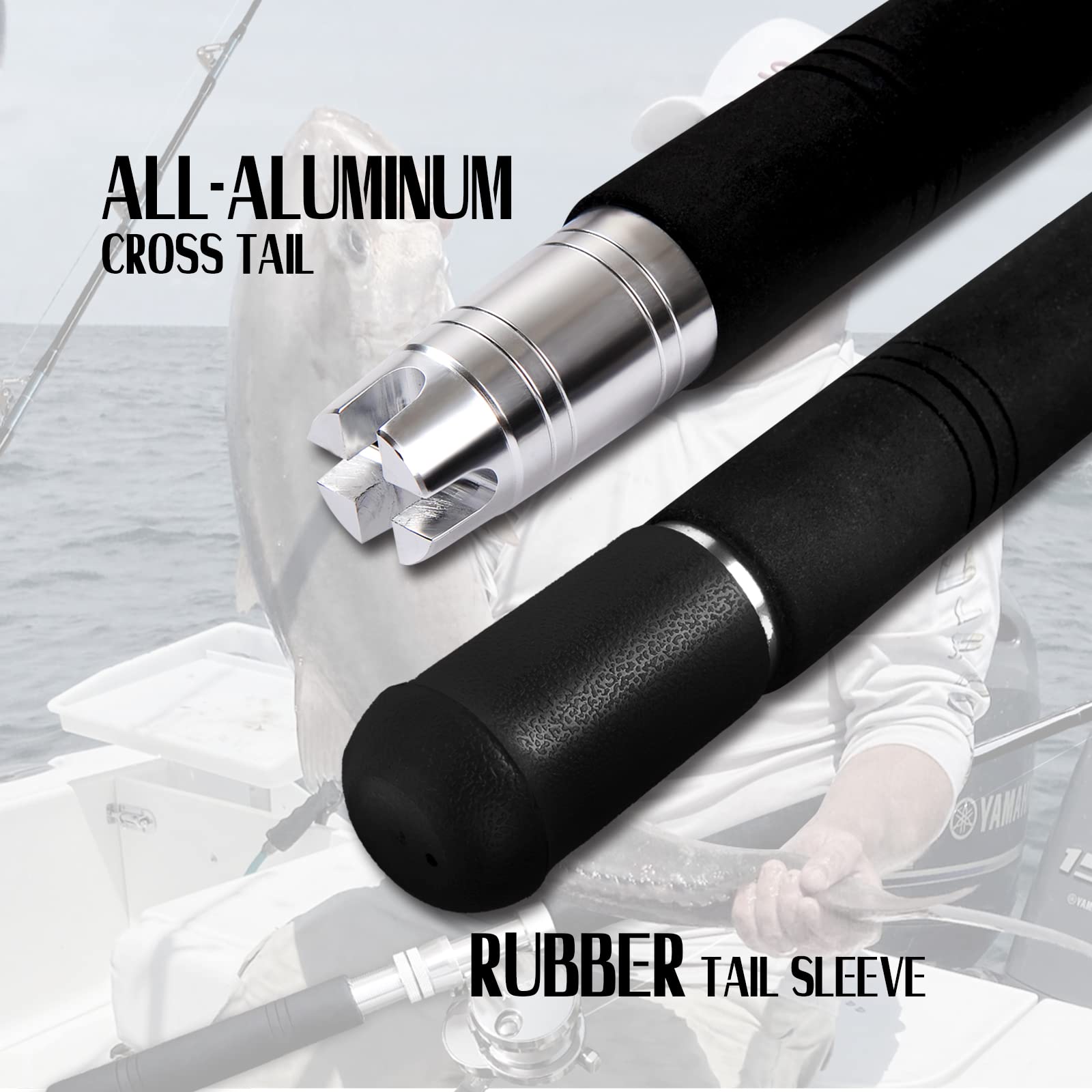 Fiblink Saltwater Offshore Heavy Trolling Fishing Rod Big Game Conventional Boat Fishing Roller Rod Pole with All Roller Guides (2-Piece,6-Feet,30-50lb)